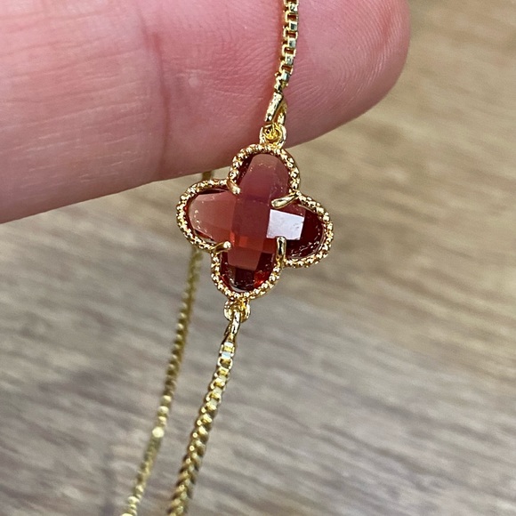 Makeup | Clover Flower Crystal Pendant Bracelet Ruby Red Rhinestone ...